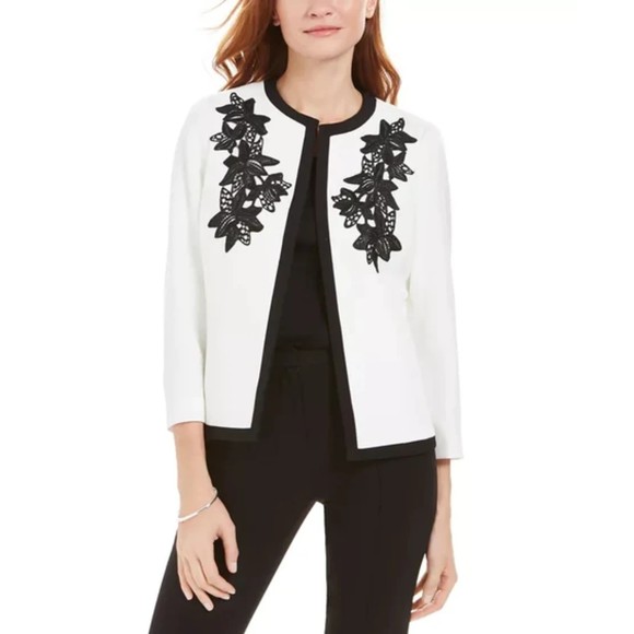 Kasper | Jackets & Coats | Kasper Nwt Embroidered Fly Away Jacket Open ...